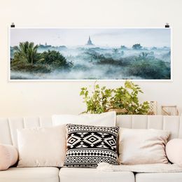 Poster Morgennebel &uuml;ber dem Dschungel von Bagan