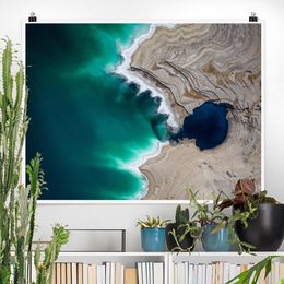 Bilderwelten Poster Strand beige Motiv matt gl&auml;nzend selbstklebend - Wilde K&uuml;stenbucht in Israel - Landschaft Wohnzimmer Schlafzimmer