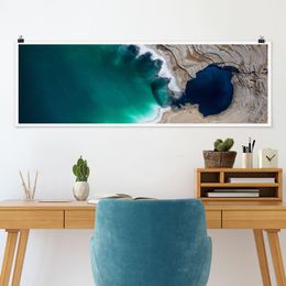 Bilderwelten Poster Strand beige Motiv matt gl&auml;nzend selbstklebend - Wilde K&uuml;stenbucht in Israel - Landschaft Wohnzimmer Schlafzimmer