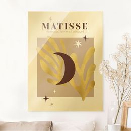 Bilderwelten Glasbild originell Abstrakt gold Glas Wandbild - Matisse Interpretation - Mond und Sterne - Deko Jugendzimmer