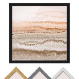 Bilderwelten Bild mit Rahmen braun Illustration Aquarell - Spiel der Farben Meeresrauschen in Sepia - Deko Wohnzimmer Schlafzimmer