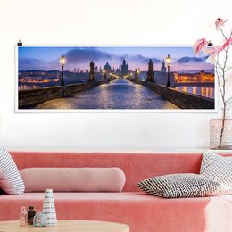 Bilderwelten Poster Stadt blau Motiv matt gl&auml;nzend selbstklebend - Karlsbr&uuml;cke in Prag - Skylines Wohnzimmer Schlafzimmer