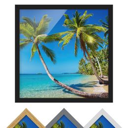 Bilderwelten Bild mit Rahmen Strand blau Tropisch inkl. Rahmung - Beach of Thailand - Palme Wohnzimmer Schlafzimmer
