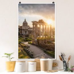 Bilderwelten Poster Stadt orange Motiv matt gl&auml;nzend selbstklebend - Forum Romanum bei Sonnenaufgang - Architektur Wohnzimmer Schlafzimmer