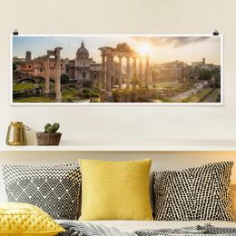 Bilderwelten Poster Stadt orange Motiv matt gl&auml;nzend selbstklebend - Forum Romanum bei Sonnenaufgang - Architektur Wohnzimmer Schlafzimmer