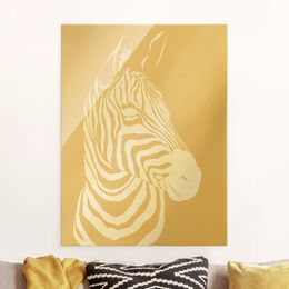 Bilderwelten Glasbild Safari Tiere - Portrait Zebra Beige