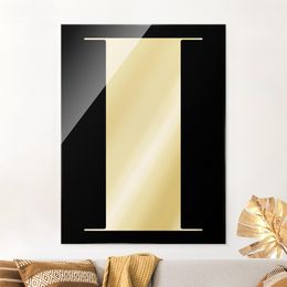 Bilderwelten Glasbild Buchstaben & Zahlen modern schwarz weiss Glas Wandbild - Antiqua Letter I Schwarz - Deko Jugendzimmer