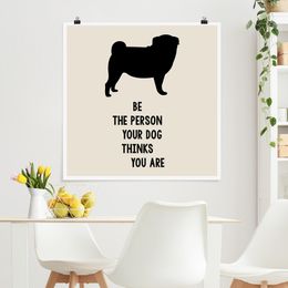 Poster Tiere Denkender Mops