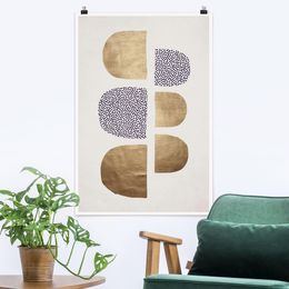 Bilderwelten Poster originell gold Abstrakt matt gl&auml;nzend selbstklebend - Geometrischer Halbkreis III - Wohnzimmer Schlafzimmer