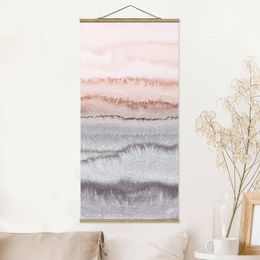 Stoffbild mit Posterleisten Spiel der Farben Meeresrauschen im Nebel