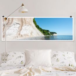 Bilderwelten Poster Strand weiss Motiv matt gl&auml;nzend selbstklebend - Kreidefelsen auf R&uuml;gen - Landschaft Wohnzimmer Schlafzimmer