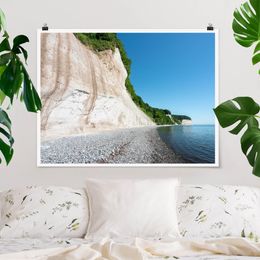 Bilderwelten Poster Strand weiss Motiv matt gl&auml;nzend selbstklebend - Kreidefelsen auf R&uuml;gen - Landschaft Wohnzimmer Schlafzimmer