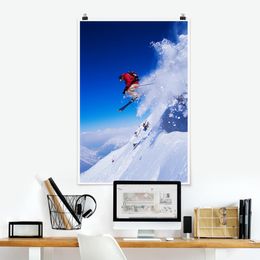 Bilderwelten Poster Skisprung am Hang - Posterdruck Hochformat - Wandbilder & Wandposter bis XXL f&uuml;r Wohnzimmer Schlafzimmer
