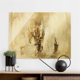 Bilderwelten Glasbild originell Abstrakt gold Glas Wandbild - Goldener Treibsand II - Deko Wohnzimmer Schlafzimmer
