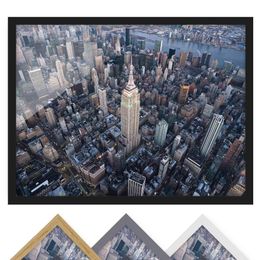 Bilderwelten Bild mit Rahmen Stadt grau Motiv inkl. Rahmung - Empire State Of Mind - Architektur Wohnzimmer Schlafzimmer