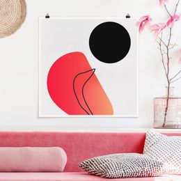 Bilderwelten Poster originell rosa Abstrakt matt gl&auml;nzend selbstklebend - Abstrakte Formen - Schwarze Sonne - Wohnzimmer Schlafzimmer
