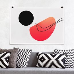 Bilderwelten Poster originell rosa Abstrakt matt gl&auml;nzend selbstklebend - Abstrakte Formen - Schwarze Sonne - Wohnzimmer Schlafzimmer