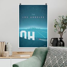 Bilderwelten Poster originell blau Vintage matt gl&auml;nzend selbstklebend - Reiseposter - Los Angeles - Amerika Wohnzimmer Schlafzimmer
