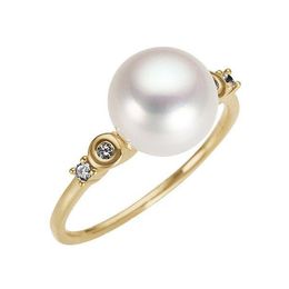 Firetti Perlenring Schmuck Geschenk Gold 585 Fingerring Damenring Perle, mit Süßwasserzuchtperle - mit Brillanten, gelb|goldfarben|weiß