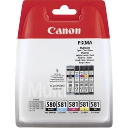 Original Canon 2078C005 / PGI-580/CLI-581 Druckerpatronen Multipack (2xSchwarz,Cyan,Magenta,Gelb)