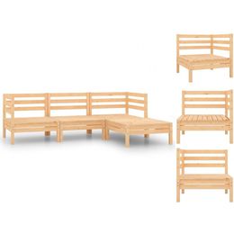 vidaXL Garten-Essgruppe 4-tlg Garten Lounge Set Massivholz Kiefer Holz Sitzgruppe Set Loungemö