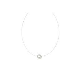 LÖB Kette mit Anhänger Kette Halskette Nylon mit Perlen 925 Silber Weiß