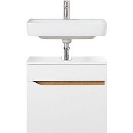 Saphir Waschbeckenunterschrank Quickset Unterbeckenschrank, 60 cm breit, 1 Schublade Waschbeckenschrank mit Siphonausschnitt, ohne Waschbecken, grifflos, weiß