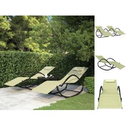 vidaXL Wellnessliege Schaukelliegen 2 Stk Creme Stahl und Textilene Poolliege Gartenliege S