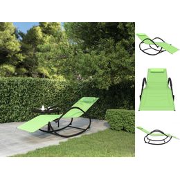 vidaXL Wellnessliege Schaukelliege Grün Stahl und Textilene Poolliege Gartenliege Sonnenlie