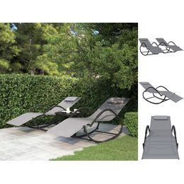 vidaXL Wellnessliege Schaukelliegen 2 Stk Grau Stahl und Textilene Poolliege Gartenliege So