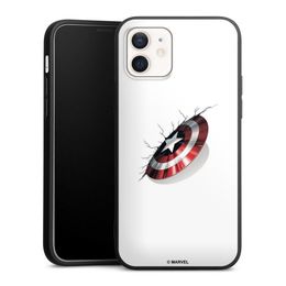 DeinDesign Handyhülle Captain America Offizielles Lizenzprodukt Marvel, Apple iPhone 12 Silikon Hülle Premium Case Handy Schutzhülle, schwarz