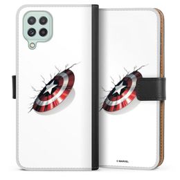 DeinDesign Handyhülle Captain America Offizielles Lizenzprodukt Marvel, Samsung Galaxy A22 4G Hülle Handy Flip Case Wallet Cover, schwarz