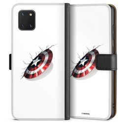 DeinDesign Handyhülle Captain America Offizielles Lizenzprodukt Marvel, Samsung Galaxy Note 10 lite Hülle Handy Flip Case Wallet Cover, schwarz