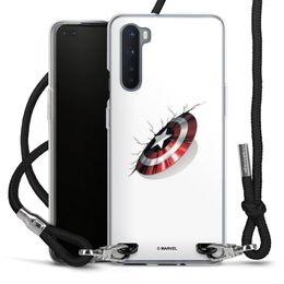 DeinDesign Handyhülle Captain America Offizielles Lizenzprodukt Marvel, OnePlus Nord Handykette Hülle mit Band Case zum Umhängen, weiß