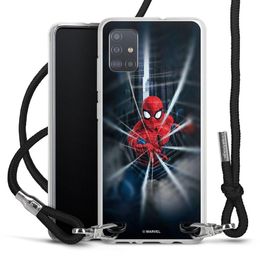 DeinDesign Handyhülle Marvel Kinofilm Spider-Man Webs In Action, Samsung Galaxy A51 Handykette Hülle mit Band Case zum Umhängen, weiß