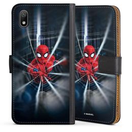 DeinDesign Handyhülle Marvel Kinofilm Spider-Man Webs In Action, Huawei Y5 (2019) Hülle Handy Flip Case Wallet Cover Handytasche Leder, schwarz