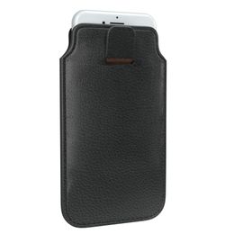 EAZY CASE Handyhülle Universal Pull-Out Case M max. 6,8-13,8 cm, Tasche Pull Out Case Kartenfach Etui Vintage Look Klapptasche Schwarz