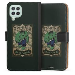 DeinDesign Handyhülle Marvel Hulk Offizielles Lizenzprodukt The Incredible Hulk, Samsung Galaxy A22 4G Hülle Handy Flip Case Wallet Cover, schwarz