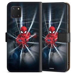 DeinDesign Handyhülle Marvel Kinofilm Spider-Man Webs In Action, Samsung Galaxy Note 10 lite Hülle Handy Flip Case Wallet Cover, schwarz