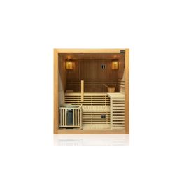 Dewello&reg; Finnische Traditionelle Sauna SARNIA 180cm x 140cm inkl. 6 KW Harvia Ofen, inkl. Aufguss-Set, Sanduhr, Thermometer