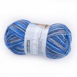 Sockenwolle New Bamboo von BellaLana , Marine/Grau/Blau/Hellblau, aus Wolle