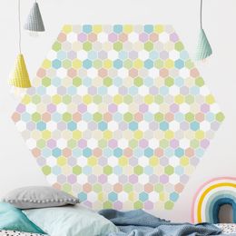 Bilderwelten Hexagon Tapete Vliestapete Illustration Wandtapete bunt - No.YK52 Sechseck Pastell - Geometrisch Kinderzimmer Baby M&auml;dchen Jungen