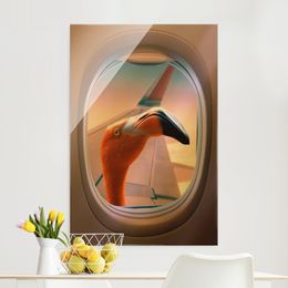 Bilderwelten Glasbild Tiere Digital Art orange Glas Wandbild - Sitzplatz am Fenster - Flugzeug & Hubschrauber Wohnzimmer Schlafzimmer