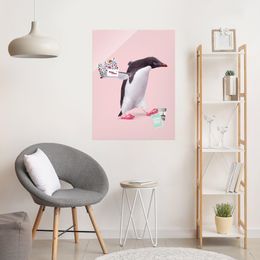 Bilderwelten Glasbild Flip-Flop Pinguin