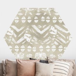 Bilderwelten Hexagon Tapete Vliestapete Illustration Wandtapete beige - Helles maritimes Ethnomuster - Deko Wohnzimmer Schlafzimmer