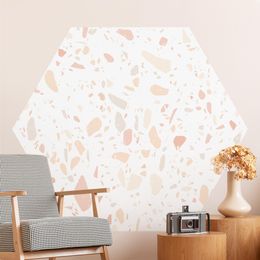 Bilderwelten Hexagon Tapete Vliestapete Vintage Steinoptik pastell - Terrazzo Muster Venezia - Geometrisch Wohnzimmer Schlafzimmer