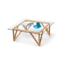 Tchibo Couchtisch mit Glasplatte - Braun - Massivholz