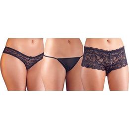 Cottelli Lingerie 3-teiliges Set mit Panties ouvert, String und Slip