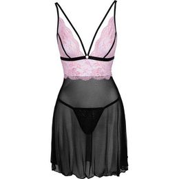 Cottelli Lingerie Babydoll plus String aus Powernet und Spitze