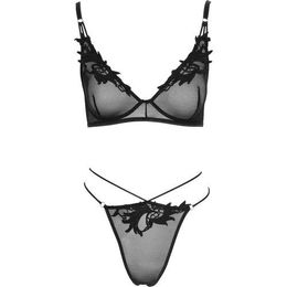 Cottelli Lingerie BH plus String, aus Powernet mit edlen Stickerei-Applikationen